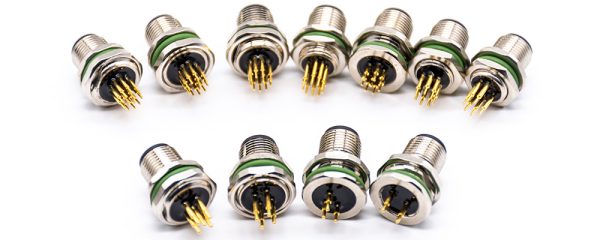 M12 Panel Mount Connectors Female Right Angle Socket Through Holer