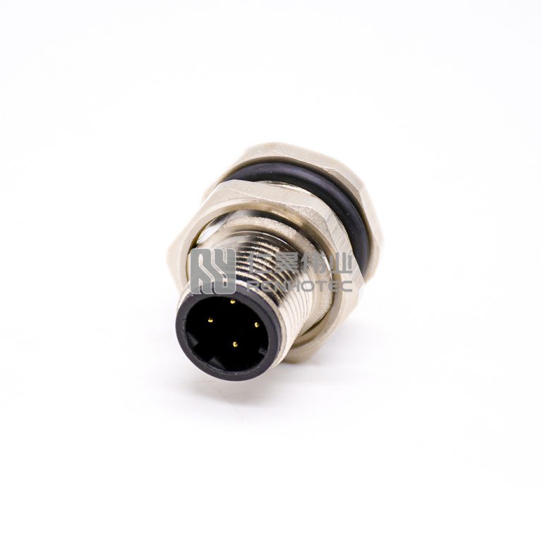 M12 Panel Mount Connectors Male Socket Front Fastened
