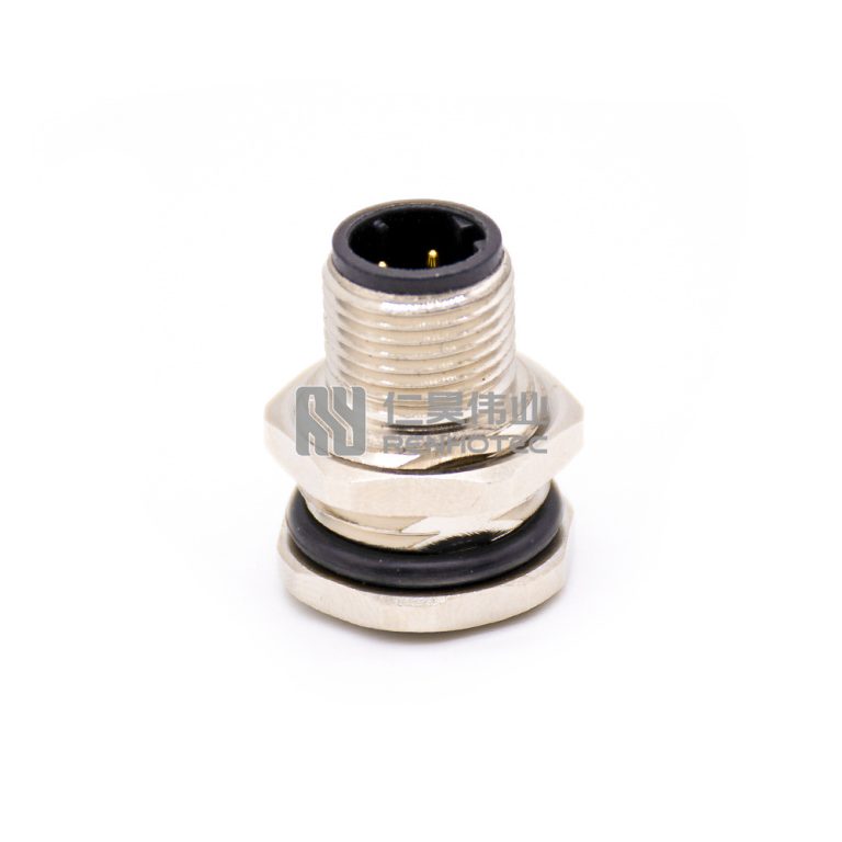 M12 Panel Mount Connectors Male Socket Front Fastened