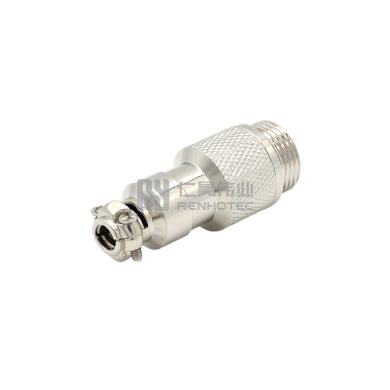 GX16 Butt-Joint Type Male Plug Threaded Cable Mount Solder Silver