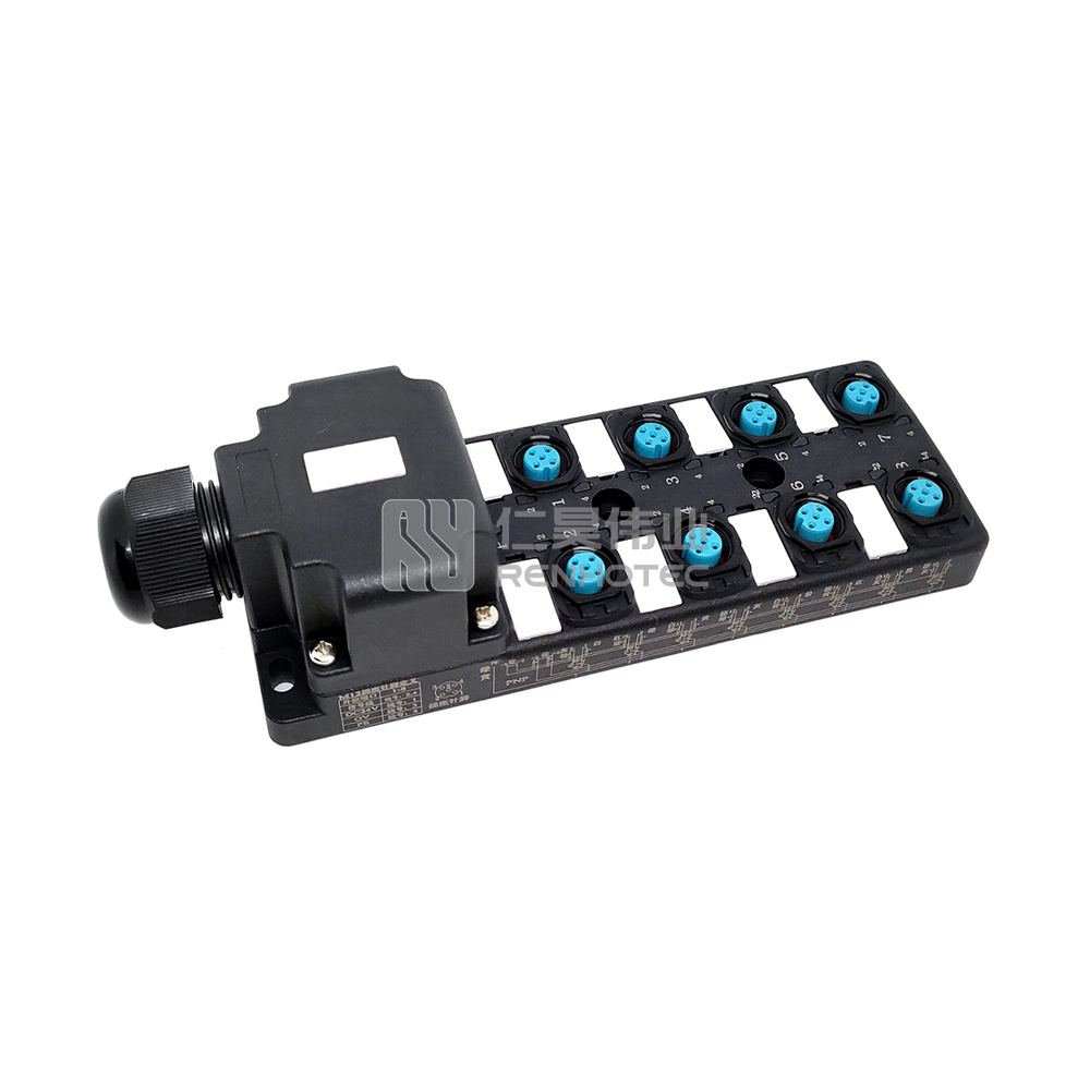 M12 Distribution Box 8-Port, Single Channel PNP, LED Indication ...