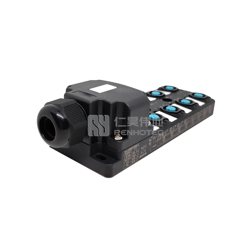 M12 Distribution Box 8-Port, Dual Channel NPN, LED Indication, Standard ...