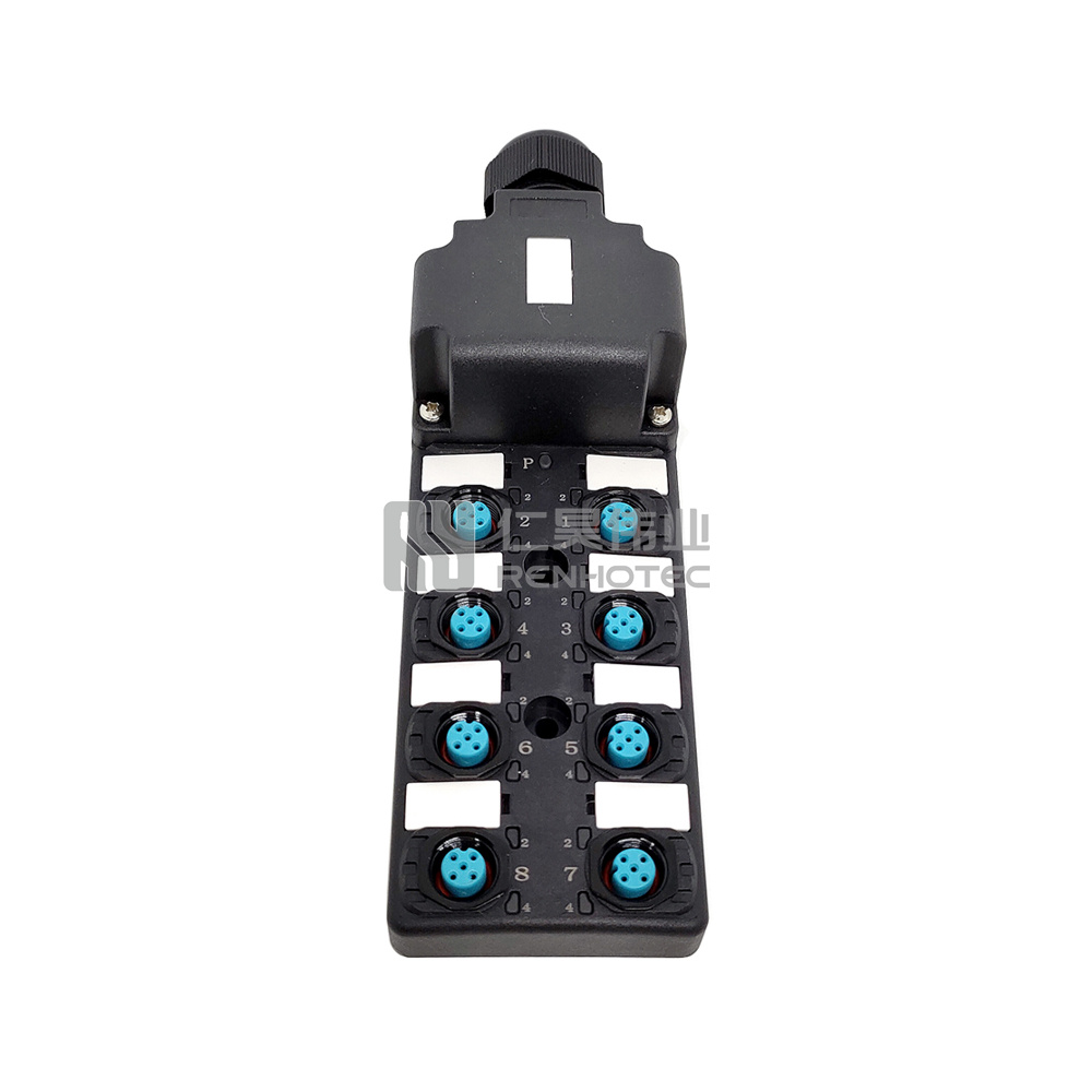 M12 Distribution Box 8-Port, Single Channel PNP, LED Indication ...