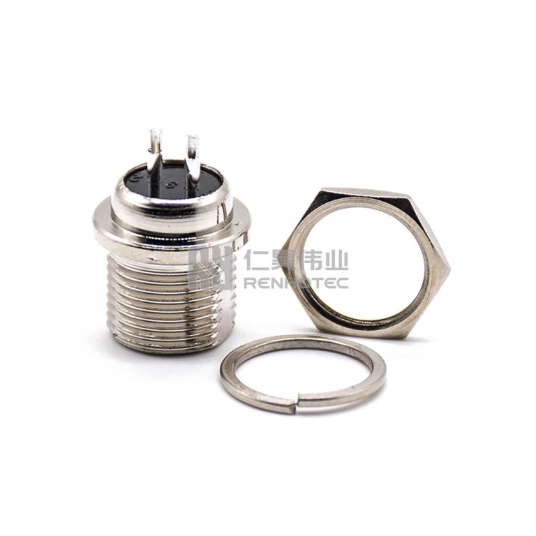 GX12 Standard Type Male Socket Threaded Cable Mount Solder Silver