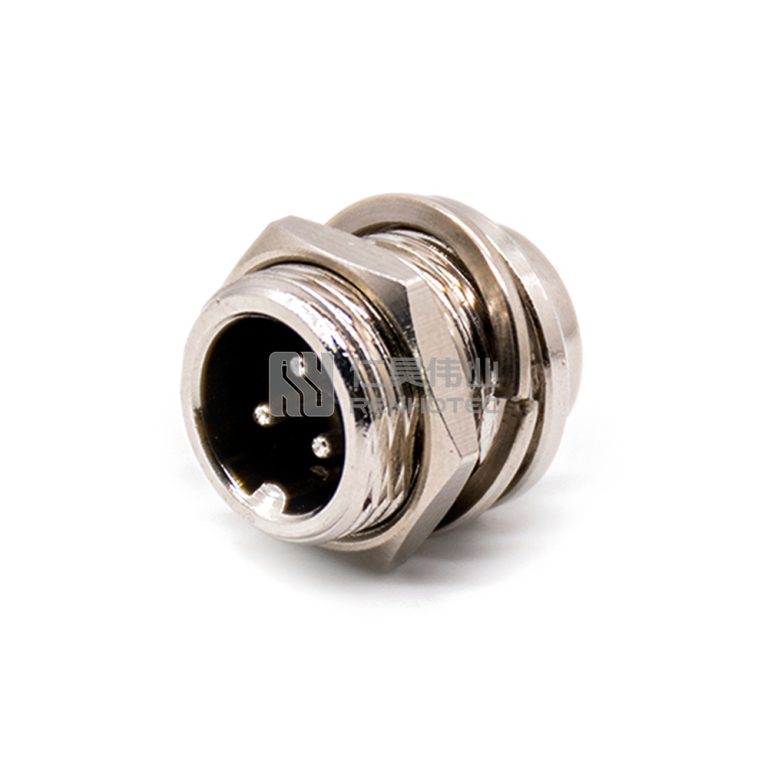 GX12 Standard Type Male Socket Threaded Cable Mount Solder Silver