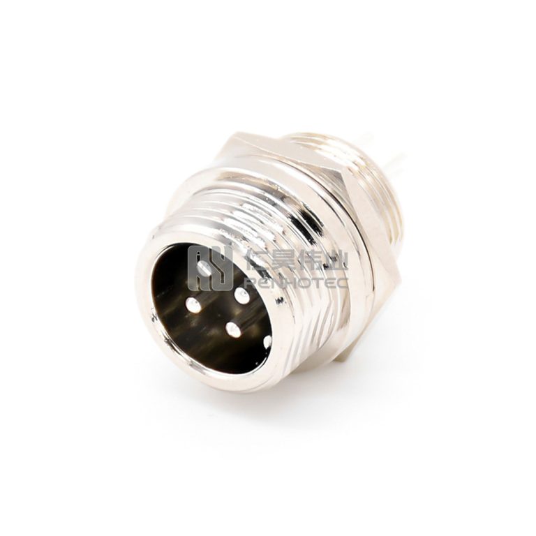 GX12 Standard Type Male Socket Threaded Cable Mount Solder Silver