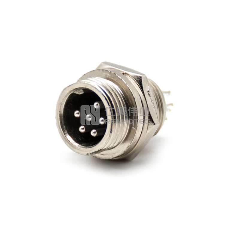 GX12 Standard Type Male Socket Threaded Cable Mount Solder Silver